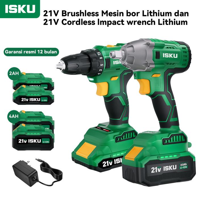 Promo ISKU mesin bor listrik 21v cordless electric drill 2 battery ...