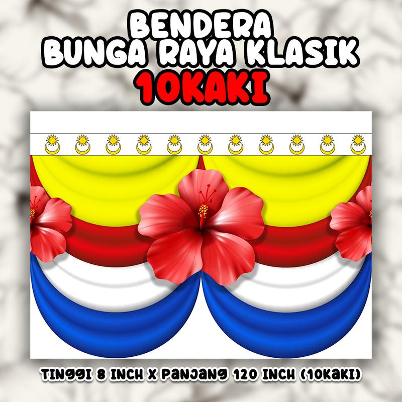 bendera hiasan Merdeka Bunga raya klasik saiz 10 kaki - TikTok Shop ...