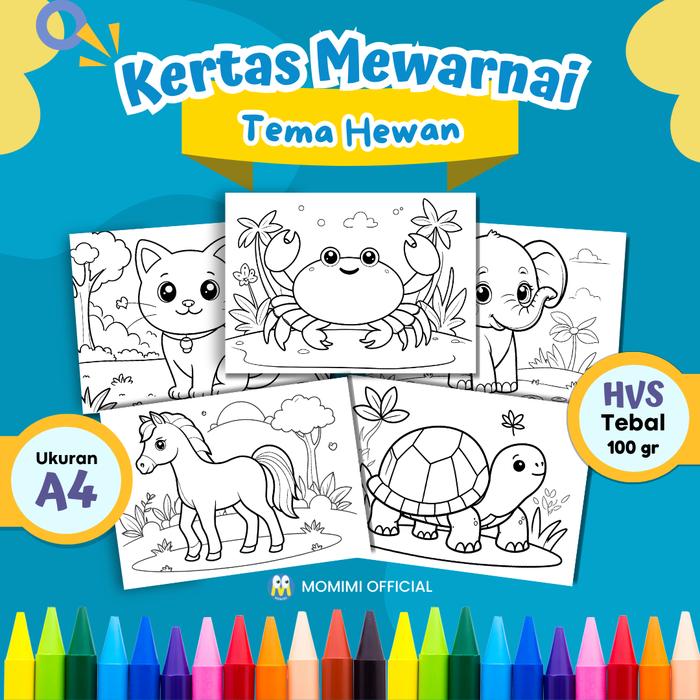 Jual KERTAS MEWARNAI ANAK TEMA HEWAN BINATANG / KERTAS GAMBAR MEWARNAI ...