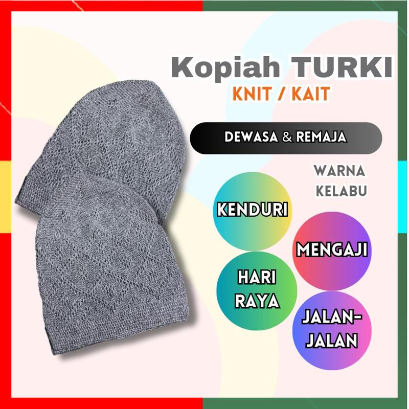KOPIAH KAIT DEWASA TURKI WARNA KELABU AbuSaif - TikTok Shop Malaysia