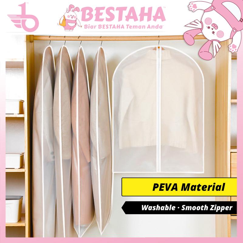 Clothes Dust Cover with Zipper Washable Transparent Hanging Cloth ...
