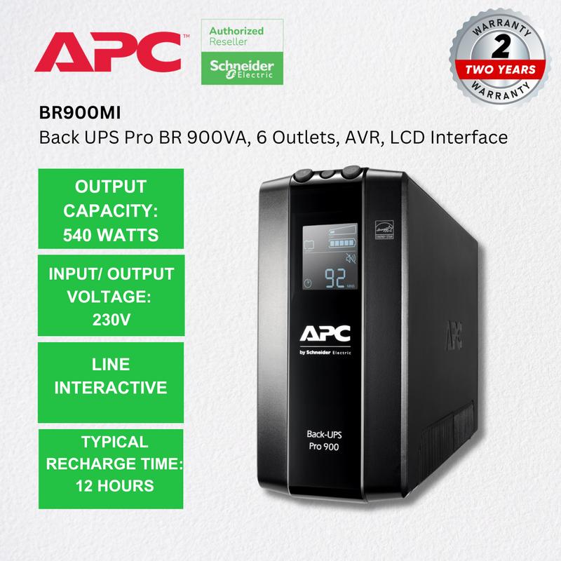 APC BR900MI Back UPS Pro BR 900VA, 6 Outlets, AVR, LCD Interface ...