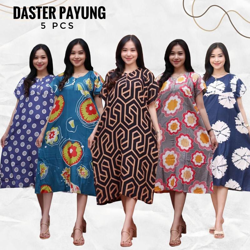 5pcs Paket Hemat Daster Busui Jumbo Payung Bunga Kancing Rayon - Shop ...