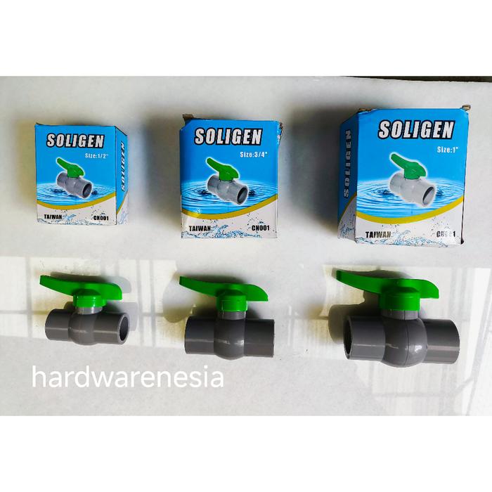 Jual SOLIGEN Ball Valve / Stop Kran PVC 1/2 3/4 1" Inch / CN001 - 3/4 ...