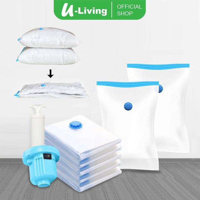 U-Living Plastik Vacuum Kantong Pakaian Travel Transparan Anti-Air ...
