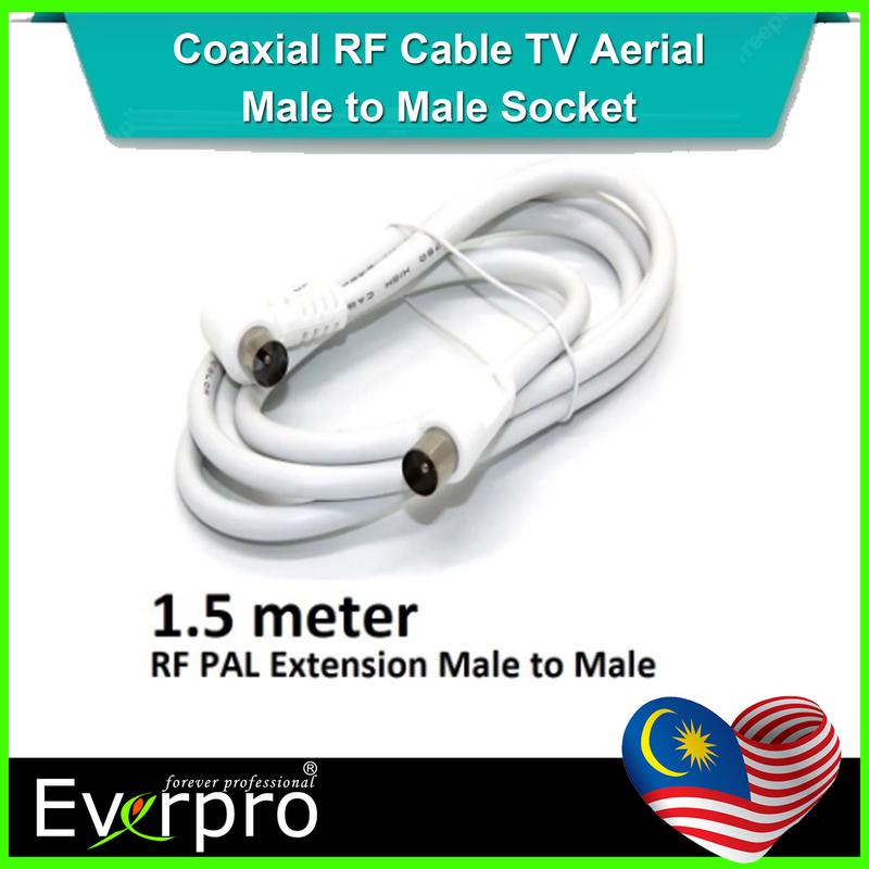 Coaxial RF Cable TV Aerial Male to Male Socket Lead Audio Video ...