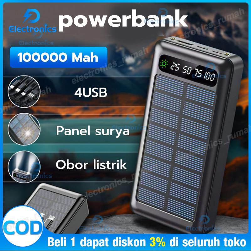 50000/100000mah Solar Power Bank Charger USB Ports External Charger ...