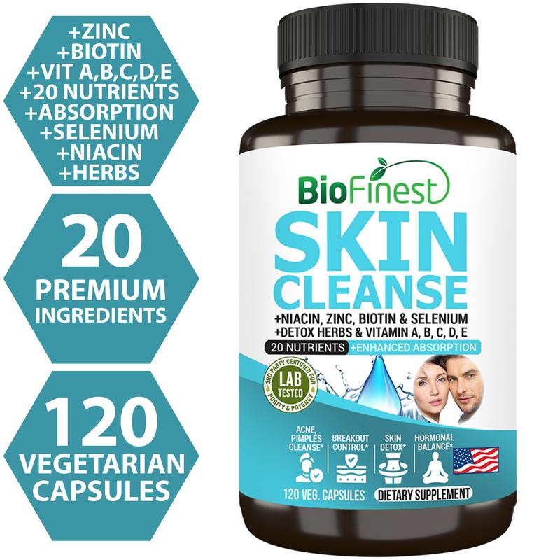 Biofinest Skin Cleanse Supplement – Niacin, Zinc, Biotin, Vitamins ...