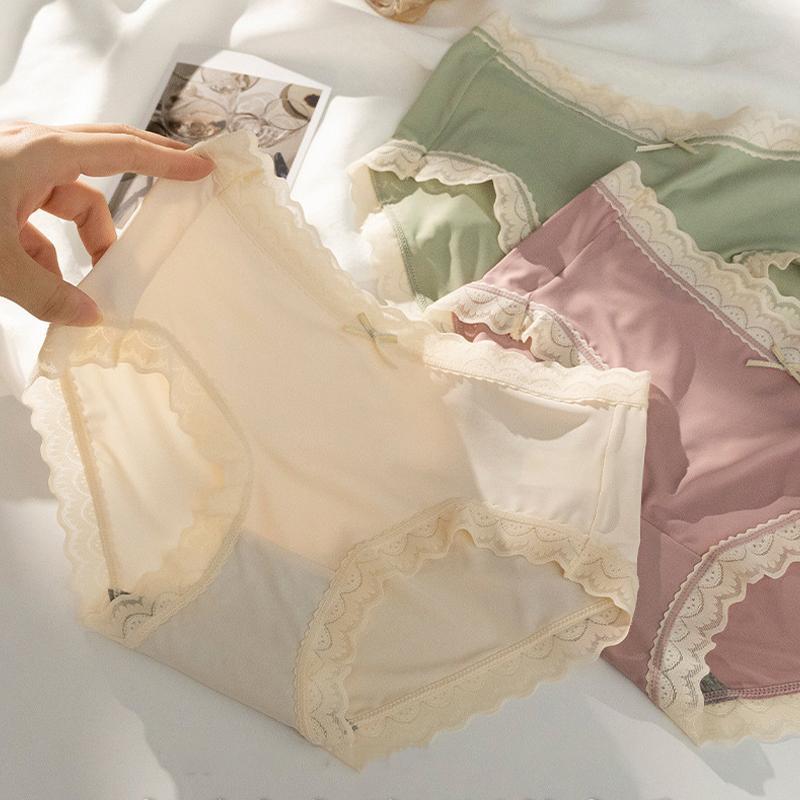 Ice Silk Seamless Panties For Women Sexy Lace Underwear Soft - TikTok ...