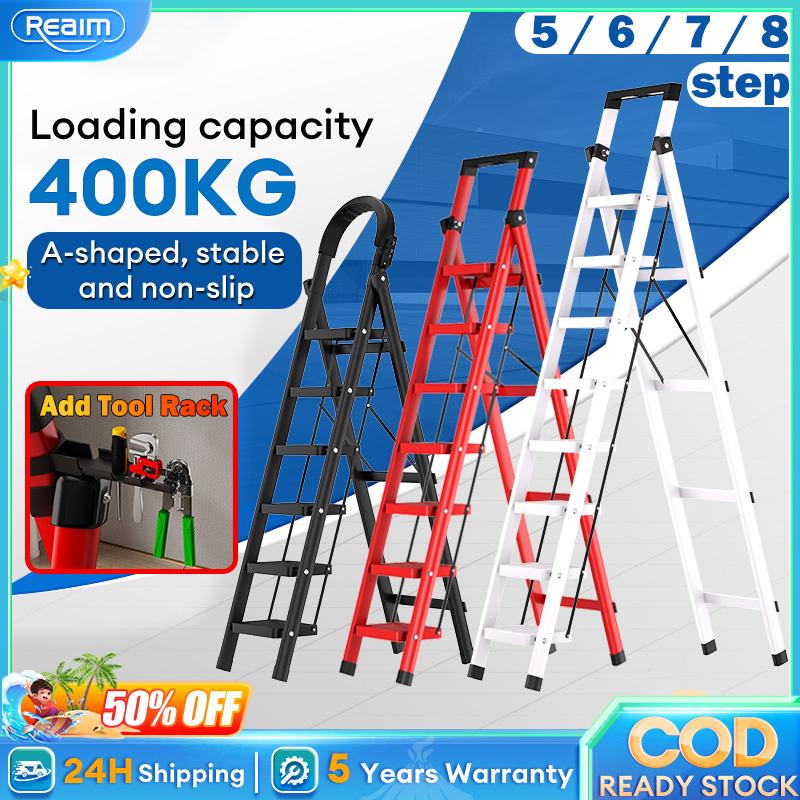 REAIM 5/6/7/8Step Ladder Foldable Aluminum Ladder Herringbon - TikTok ...