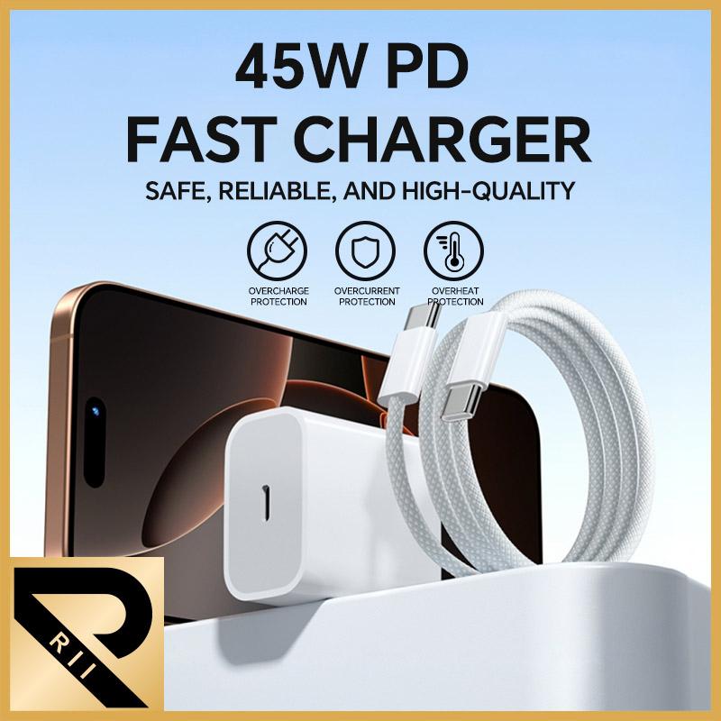 RII 1.5Meter 45W PD Fast Charger suitable for iPhone USB C Wall ...