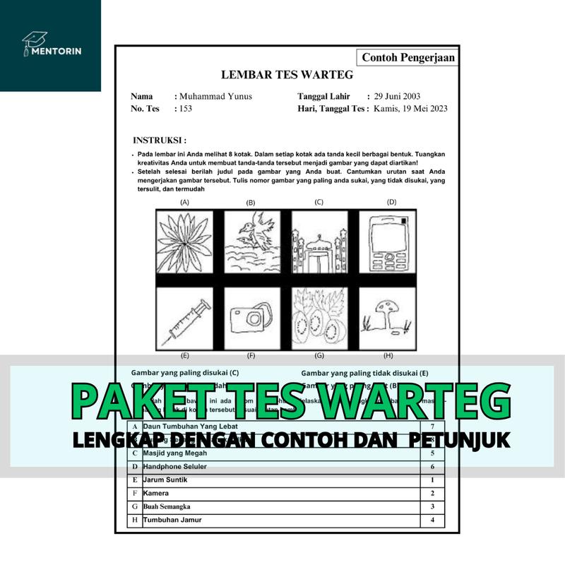 Lembar Contoh Pengerjaan Warteg Psikotes - Shop | Tokopedia