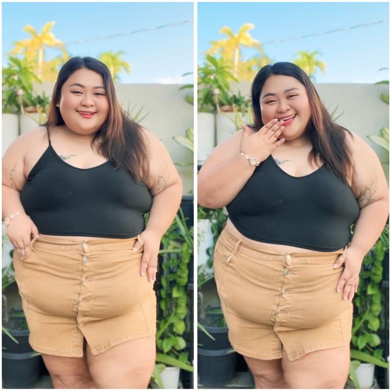 Real Plus Size Button Down Denim Skirt Palda Only - TikTok Shop Philippines