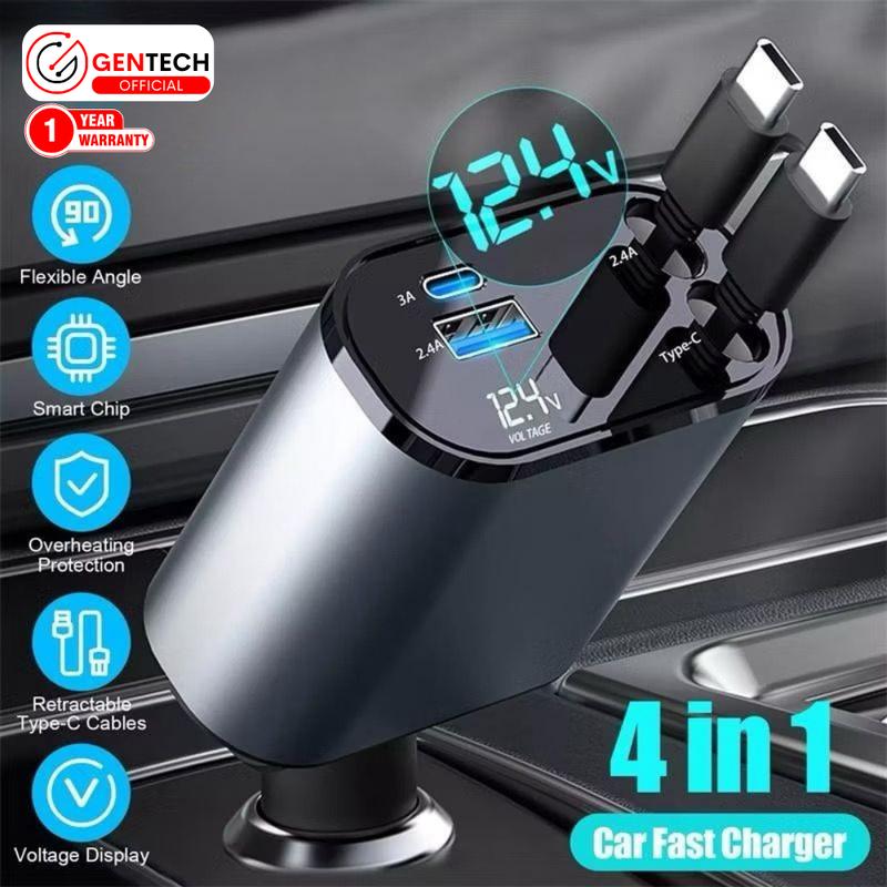(SG) Retractable 4 in 1 Car Charger 120W Super Fast Charging - TikTok ...