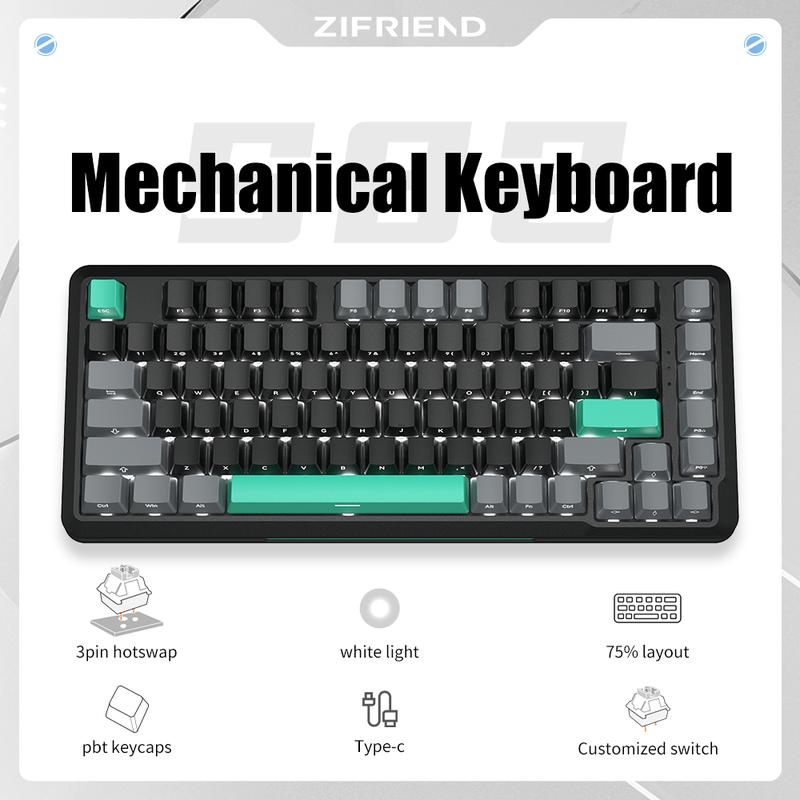 ZIFRIEND S82 Side Engraved Mechaincal Keyboard PBT keycaps Fully ...