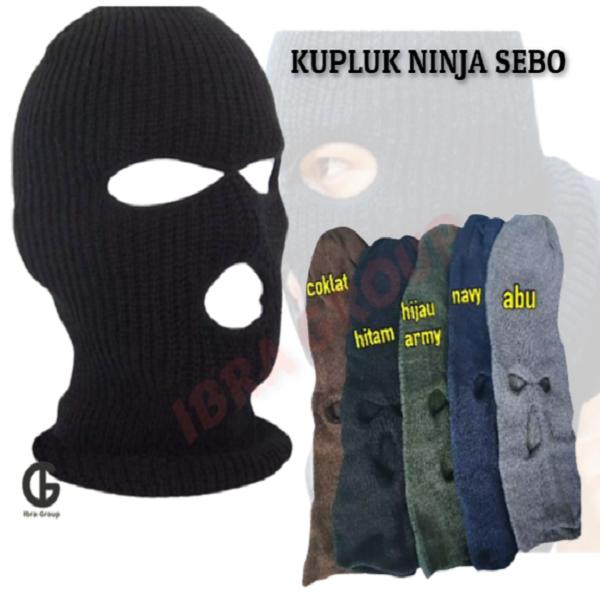 Kupluk Ninja Pria Dewasa Tebal Kupluk Rajut Bolong 3 Sebo - Shop ...