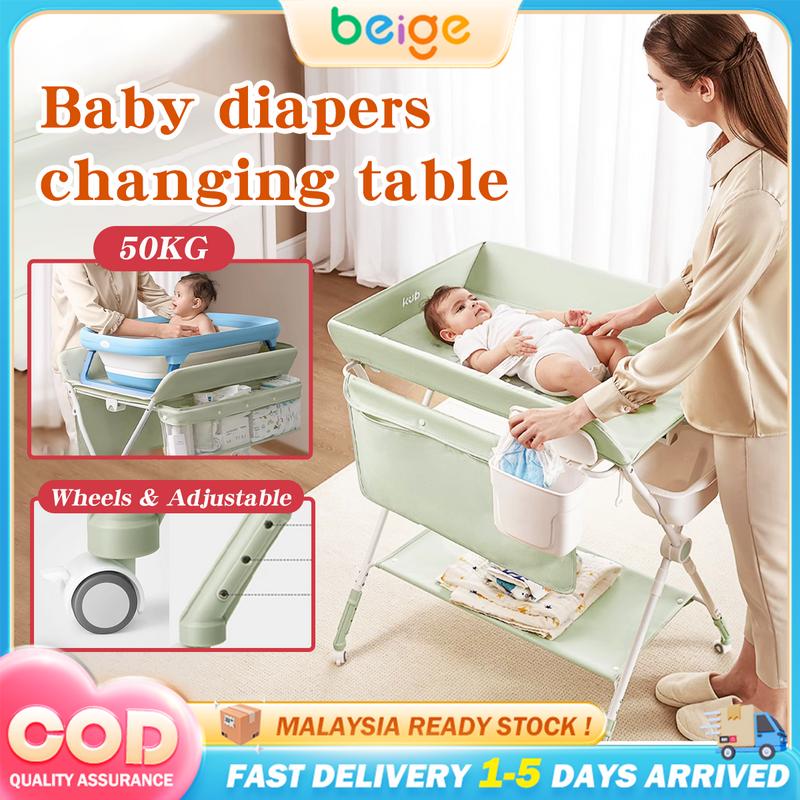 【New Upgrade】 Newborn Foldable Diapers Table With Wheel Adjustable ...