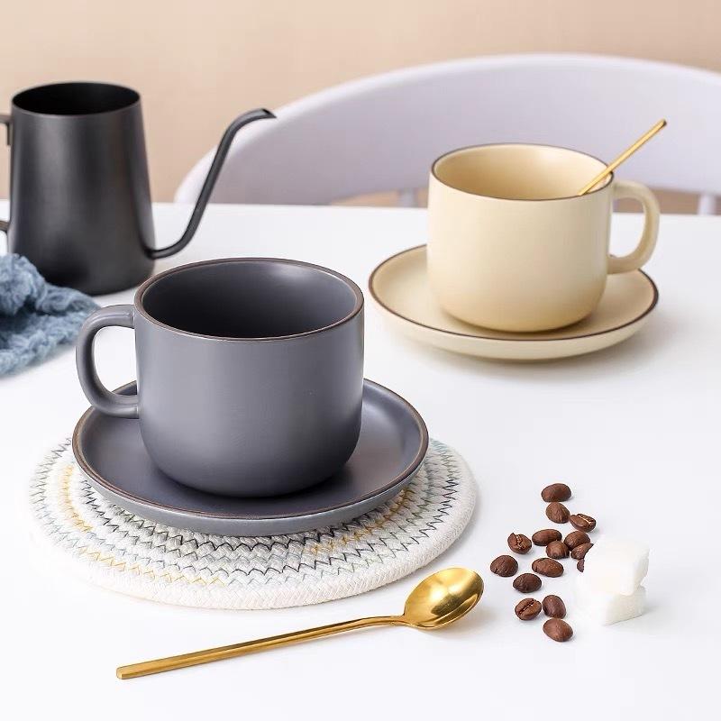230ml Nordic Matte Coffee Mug Set Home Retro Cup with Saucer - TikTok ...