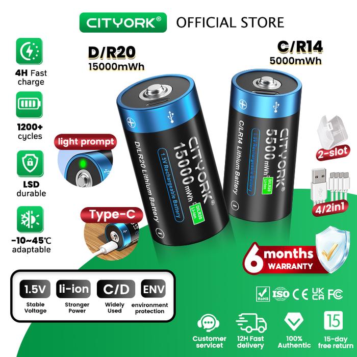 Jual Cityork Baterai Batre Cas Isi Ulang R20 PowerBatt Size D Size C 1 ...