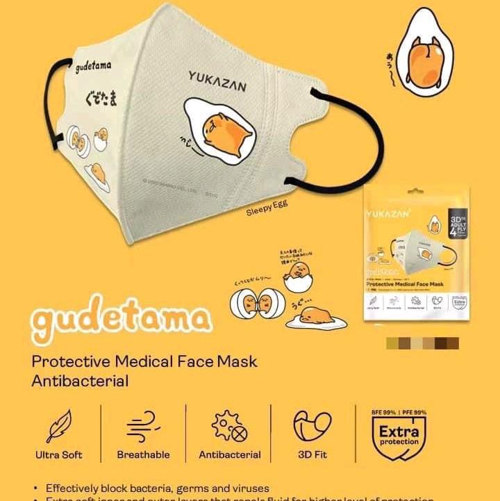 YUKAZAN GUDETAMA SLEEPY EGG 4ply 3D fit adult medical mask - TikTok ...