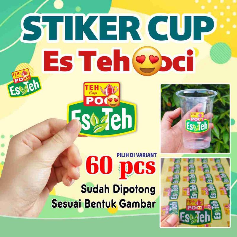 stiker label nama cup gelas minuman es teh pochi - Shop | Tokopedia