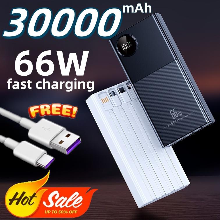 66W super fast charging 30000mAh power bank with built in 4wire ...