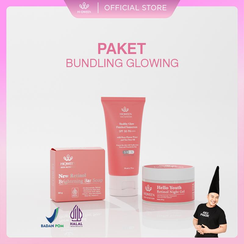 HIQWEEN PAKET BUNDLING GLOWING MEMUDARKAN FLEK HITAM Sunscreen SPF 50 ...