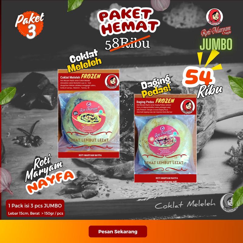 [PAKET 3] Mix 2 Varian, Roti Maryam Nayfa JUMBO. Daging Peda - Shop ...