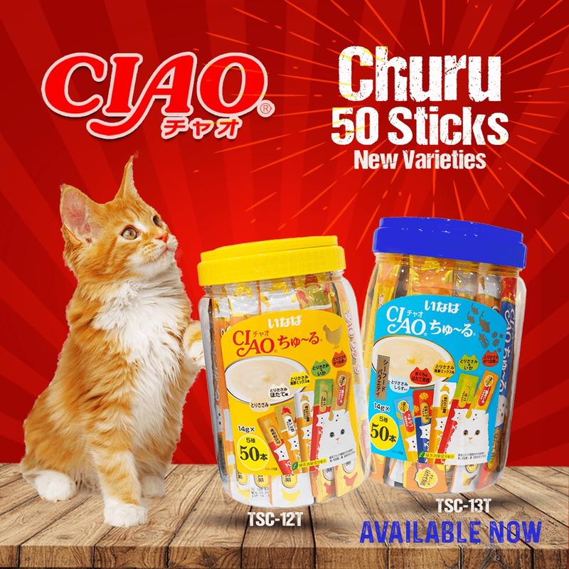 Ciao Churu 50 Sticks Mix Flavours Tub 700g I 10sticks x 5 Flavours ...