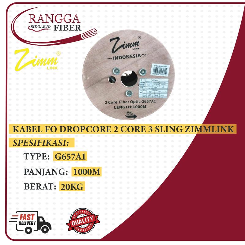 Kabel Dropcore 2 Core 3 Sling Zimmlink G657A1 Roll 1000M - Shop | Tokopedia