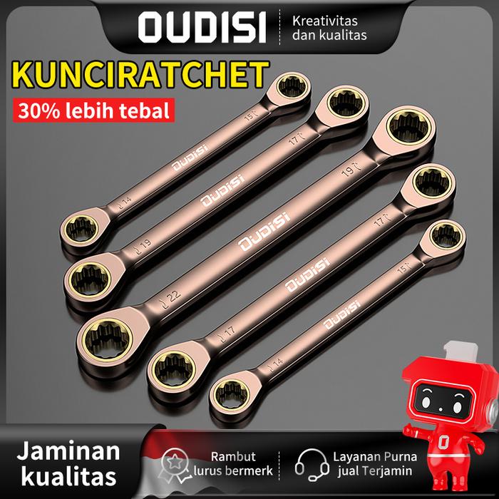 Promo OUDISI Kunci Rachet Double Head Kunci Rachet 72gigi 8-19mm Kunci ...