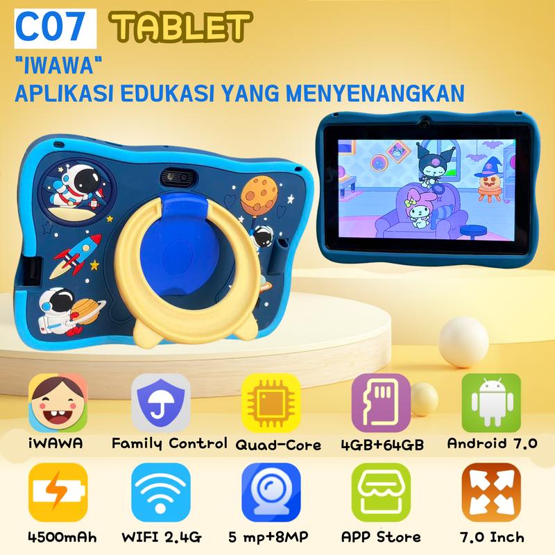 Tablet Android Murah C07-New 7 Inchi 4/64GB Tablet Anak Smart Kids Tab ...