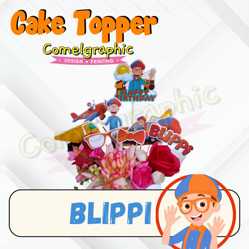 Kek Topper Blippi untuk Dekorasi Kek (Cupcake/ Cake Topper Blippi ...