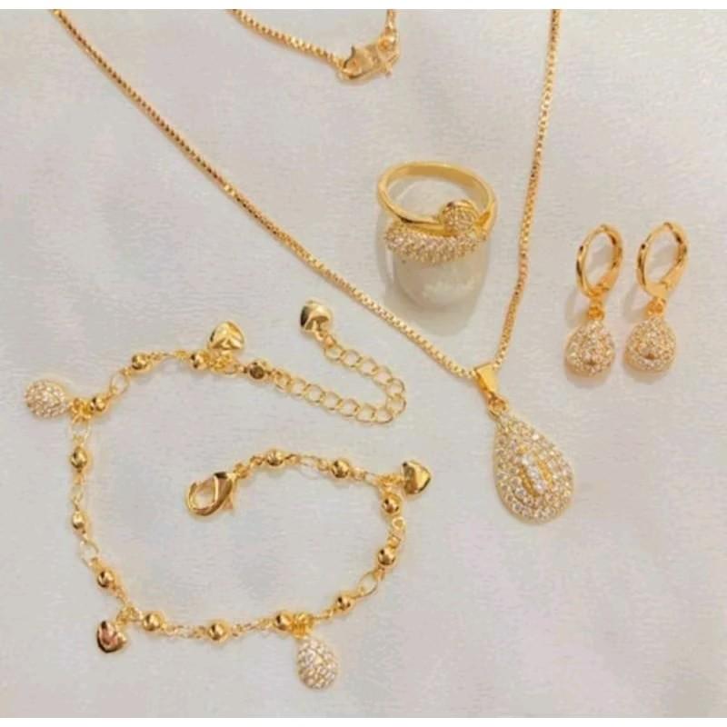 Set Perhiasan Dewasa Gold Permata Lapis Emas 24K Elegan - Shop | Tokopedia