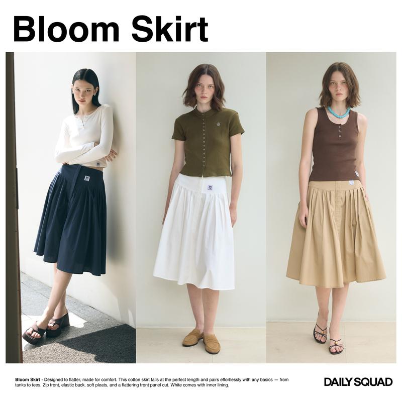 DAILY SQUAD Bloom Skirt กระโปรงจับจีบหน้าและจับจีบหลัง เนื้อผ้าคอตต้อน ...