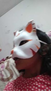 Topeng separuh muka Jepun yang dilukis dengan tangan, kucing - TikTok ...