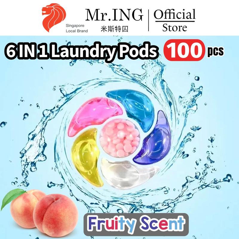 MR.ING 6 in 1 Laundry Pods Detergent Capsule Anti-bacterial [100 ...