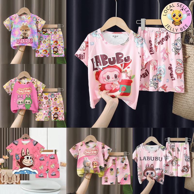 J&B 2-12 Yrs Kids Labubu Sleepwear Set Girl & Boy Summer Casual Short ...