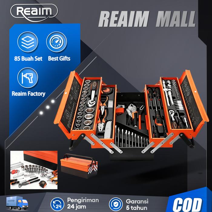 Promo REAIM Tool Kit 85 Pcs, Tool Box Perkakas Kunci Sok Set untuk ...