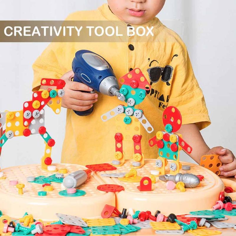 203PCS Screw And Nut Toy Creative Mosaic Puzzle Toy With Electric ...