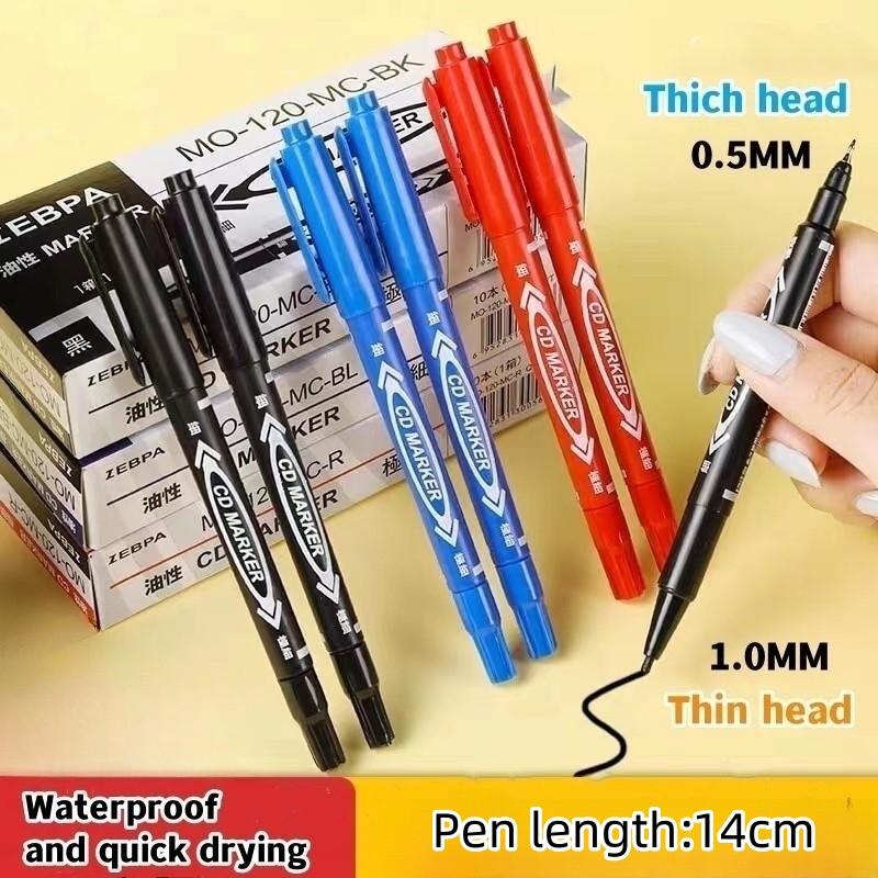 0.5/1mm Double Head Marker Waterproof Oily Ink Permanent Markers ...