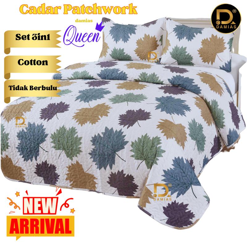 Cadar Patchwork 3in1 Queen Aizhuo BedSheet COTTON Anti Kedut - TikTok Shop Malaysia