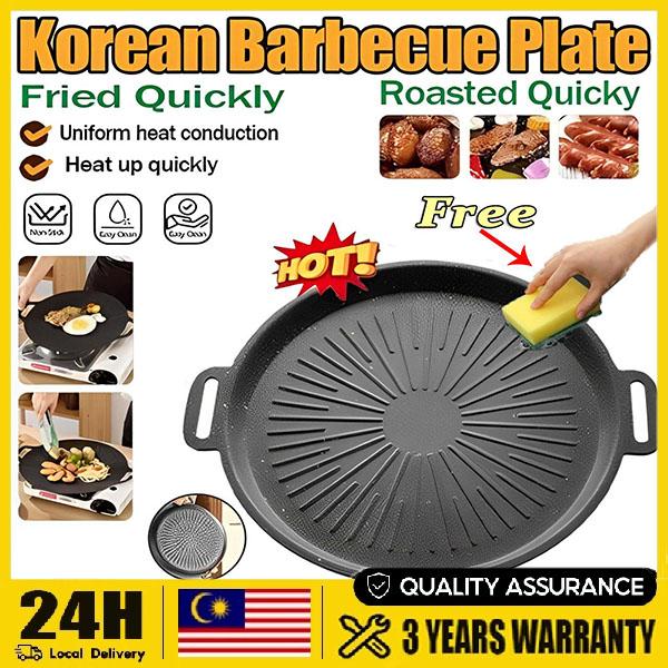 NEW Korean Grill Pan Outdoor BBQ Non-stick Grill Pan Smokeless Steak ...