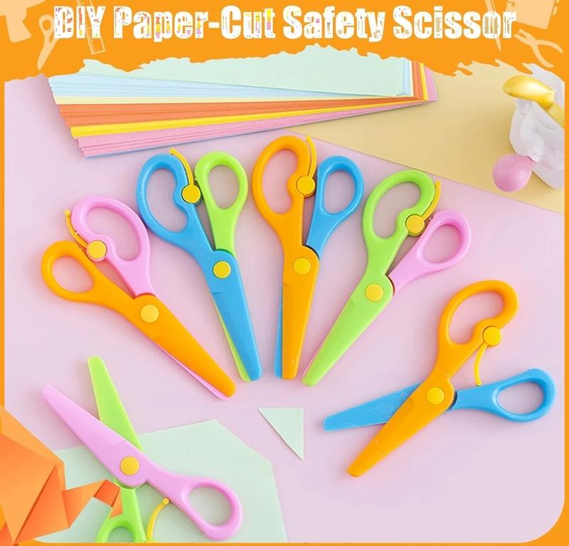 Kids Safety Plastic Scissors Paper Cut DIY Photo Album Lace Art Plastic ...
