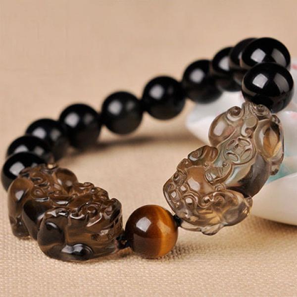 Lucky Icy Obsidian Double Pixiu Buddha Beads Bracelet Bracelet - TikTok ...