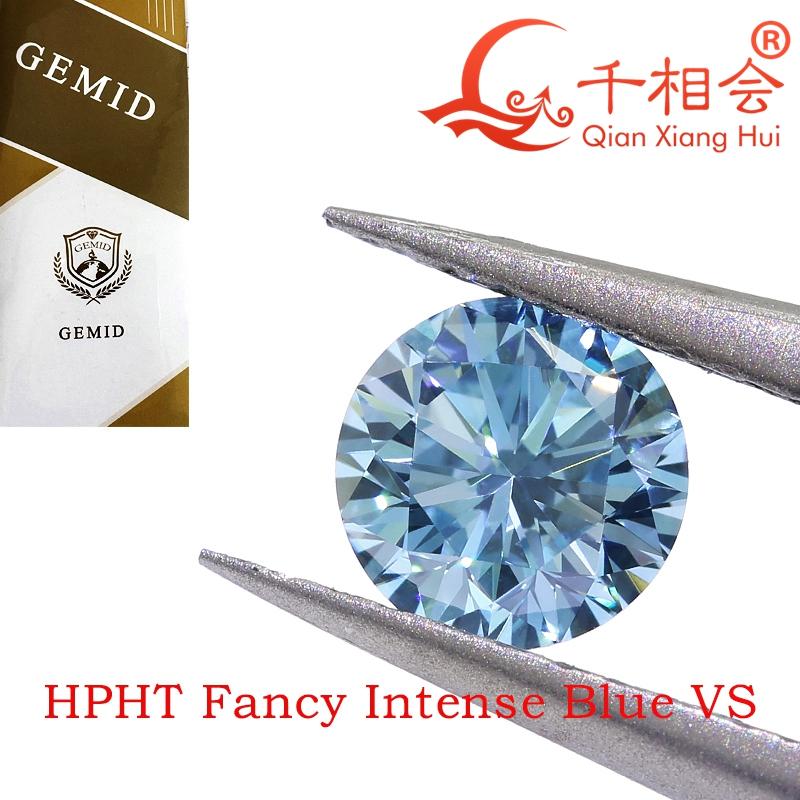 Fancy Intense Blue color HPHT diamond 0. 5-0.7ct round shape VS clarity ...