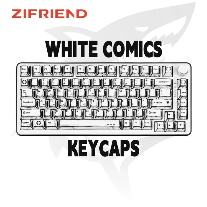 Promo ZIFRIEND White Comics Keycaps 141 Keys Dye Sublimation Cherry ...