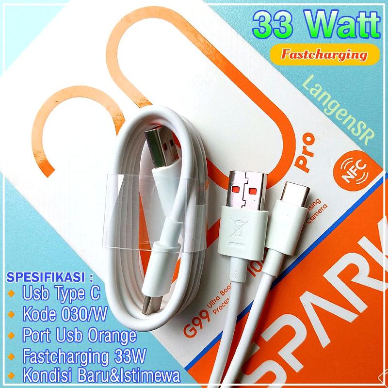 Kabel Data T3CN0 SPARK 20 Pro NFC Usb Type C Fastcharging 33W Asli ...