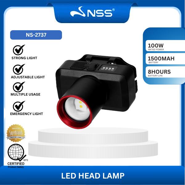 NSS LED HEAD LAMP 100W 1500mAH RECHARGEABLE EMERGENCY FLASHLIGHT ...