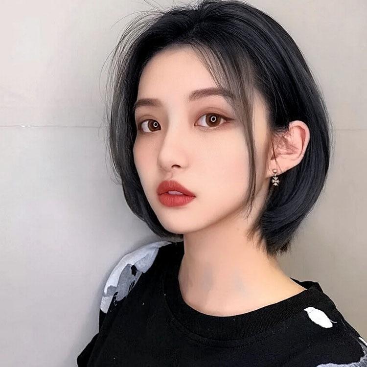 New Women Wig Short Hair Bobo Head Middle Point No Bangs Student ...